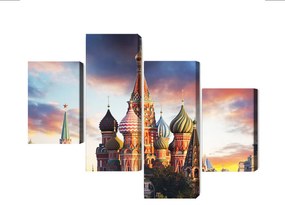 Vícedílný obraz Pohled Z Moskvy Na Rudé Náměstí A Katedrálu Nedostatek Nedostatek Přírodní plátno 120x75