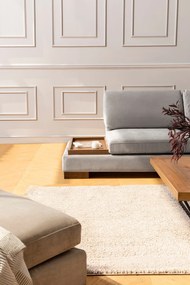 Hanah Home Rohová pohovka TULIP světle šedá pravý roh s pufem 560ARE1154