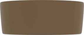 Luxusní umyvadlo kulaté matné krémové 40 x 15 cm keramické 147018