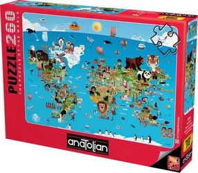 ANATOLIAN Puzzle Kreslená mapa světa / 260 dílků / od 8 let