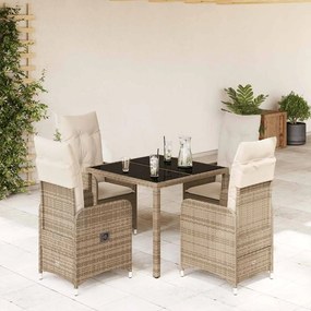 5dílný zahradní bistro set s poduškami béžový polyratan 3277096