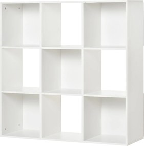 HOMCOM Knihovna 3-patrová Skříň s Úložným Prostorem 9 Krychlových Modulů Samostatný Regál Rozdělovací Stojan 91,5x29,5x91,5cm Dřevo