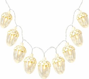 LED svítící žaludy na řetězu, 8 kusů, délka 1,3 m