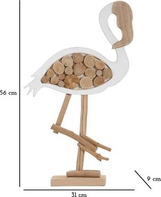 Dřevěná dekorace Flamingo Nature 56 cm hnědá