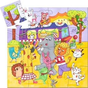 DJECO Puzzle Duhový autobus / 16 dílků / 25 × 25 cm