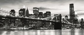 Postershop Fototapeta: Brooklyn Bridge (černobílý) - 104x250 cm