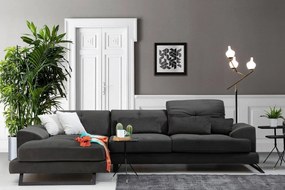Designová rohová sedačka Heimana 308 cm antracitová - levá