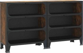 Úložné skříně 2 ks rustikálně hnědé 72 x 36 x 82 cm kov a MDF 3095971