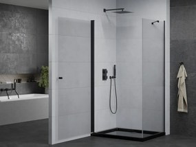 Mexen Pretoria, sprchový kout 100 (dveře) x 80 (stěna) cm, 6mm čiré sklo, černý profil + černá sprchová vanička, 852-100-080-70-00-4070B