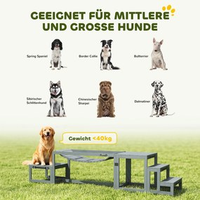 Agility set pro psy 3dílná sada agility vybavení s mostem, schůdky, plošinou, jedlové dřevo, 117 x 50 x 56 cm, šedá barva