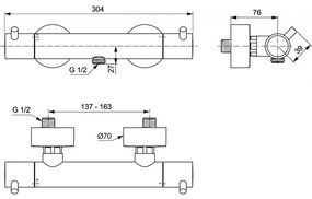 Ideal Standard CeraTherm T125 - Sprchová termostatická baterie nástěnná, chrom A7587AA