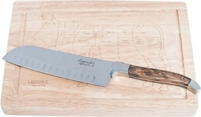 Sada Luxury Line – Nůž Santoku z olivového dřeva a krájecí prkénko