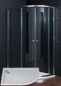 ARTTEC Sprchový kout čtvrtkruhový KLASIK 120 x 90 cm chinchilla sklo s vaničkou z litého mramoru STONE levé provedení