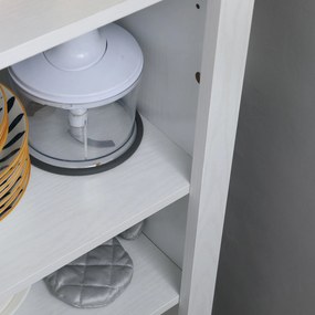 HOMCOM Skříňka Skladovací Buffet pro Kuchyni, Úložný Kousek do Koupelny, Klasický Styl s 3 Nastavitelnými Policemi - Výška 120 cm v Bílé Dřevě