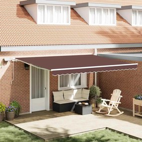 Ručně zatahovací markýza s LED světly hnědá 450 x 300 cm 3215381