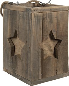 Dřevěná retro lucerna s hvězdou Star - 19*19*28 cm