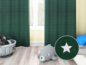 Biante Dětský bavlněný závěs Sandra SA-350 Bílé hvězdičky na tmavě zeleném 130x150 cm
