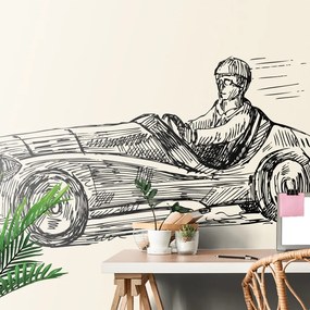 Tapeta závodní auto v retro provedení - 300x200 cm