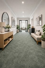 Beaulieu International Group, Metrážový koberec New Orleans 672 s podkladem resine, zátěžový, na míru, šíře 4m, zelená, resine, chodba / předsíň