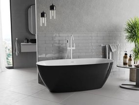 Mexen Luvo Slim, volně stojící vana 170 × 75 cm, bílá-černá, bílý přepad, 52801707575-20