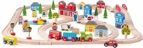 Bigjigs Rail Dřevěná vláčkodráha město a vesnice / 101 dílů / od 3 let