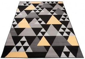 Kusový koberec moderní MAYA Z900C Trojúhelníky šedý žlutý Rozměr: 200x200 cm