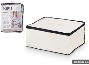 Arte Regal Textilní úložný box na uschování oblečení a ložního prádla, WHITE KIPIT, 45x30x20, bílý