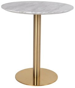 House Nordic Jídelní stůl, deska v mramorovém vzhledu s nohami v mosazném vzhledu\nØ70x75 cm