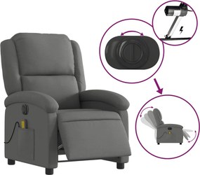 Elektrické masážní polohovací křeslo tmavě šedé textil 3204153