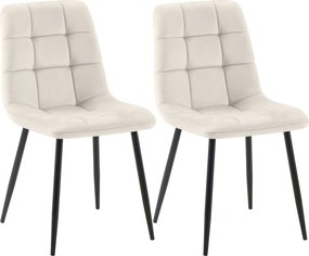 Sada 2 jídelních židlí Tilde samet – krémově bílá