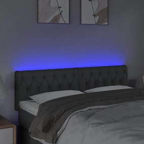 Čelo postele s LED tmavě šedé 160 x 7 x 78/88 cm textil 3121955