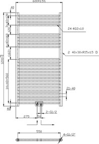 Novaservis 600/1200/RS,0 otopné těleso 600 x 1200 mm rovné chrom