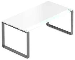 Stůl Creator 180 x 90 cm, grafitová podnož, 2 nohy, bílá