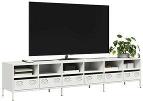 TV skříňka bílá 202 x 39 x 43,5 cm ocel válcovaná za studena