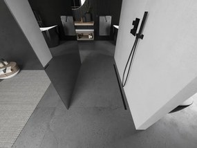 Mexen Kioto, sprchová zástěna Walk-In 110 x 200 cm, 8mm sklo vzor zrcadlo, grafitový profil, 800-110-002-66-50