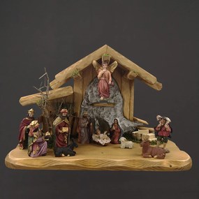 AMADEA Dřevěný betlém BEZ FIGUREK 38 cm, český výrobek