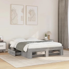 Rám postele šedý sonoma 135 x 190 cm kompozitní dřevo 3295511