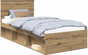 Rám postele Umělecký dub 90 x 200 cm Masivní borové dřevo 3410653