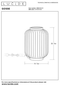 Lucide 13535/34/31 stolní lampa Gosse mosaz, E14, 33,7cm
