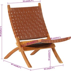 vidaXL Skládací relaxační židle pravá kůže [356376] Barva: Hnědá