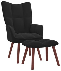 Relaxační křeslo se stoličkou černé samet,  328068 HangarStore.cz
