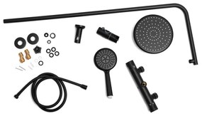 Erga Enza, sprchová souprava s termostatickou baterií a dešťovou hlavicí 20cm, černá matná, ERG-YKA-BP.ENZA20-BLK