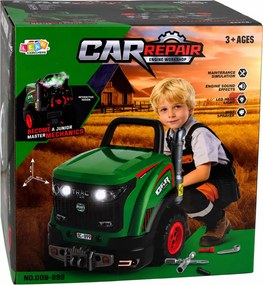LEAN Toys Traktor na natahování – Malý kutil, světla, zvuky, vodní pára