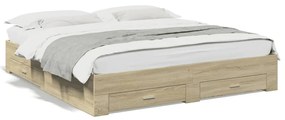 Rám postele se zásuvkami dub sonoma 200x200 cm kompozitní dřevo