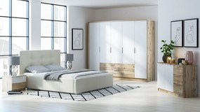 Casarredo - Komfort nábytek Ložnice VALTURA dub wotan/bílá (skříň, komoda, 2 noční stolky)