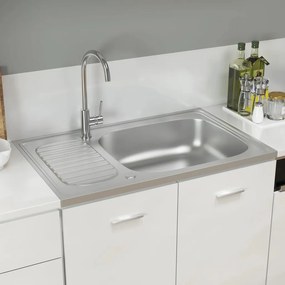 Kuchyňský dřez s odtokem stříbrný 800x500x155 mm nerezová ocel 147232