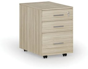 Kancelářský mobilní kontejner na závěsné složky PRIMO WOOD, 3 zásuvky, dub přírodní