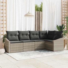 Set pohovek 5 ks Světle šedá polyratan 3346722