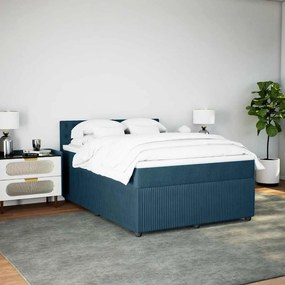 Box spring postel s matrací modrá 140 x 190 cm samet 3290050