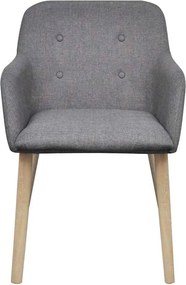 Jídelní židle 4 ks světle šedé textil a masivní dubové dřevo 270572